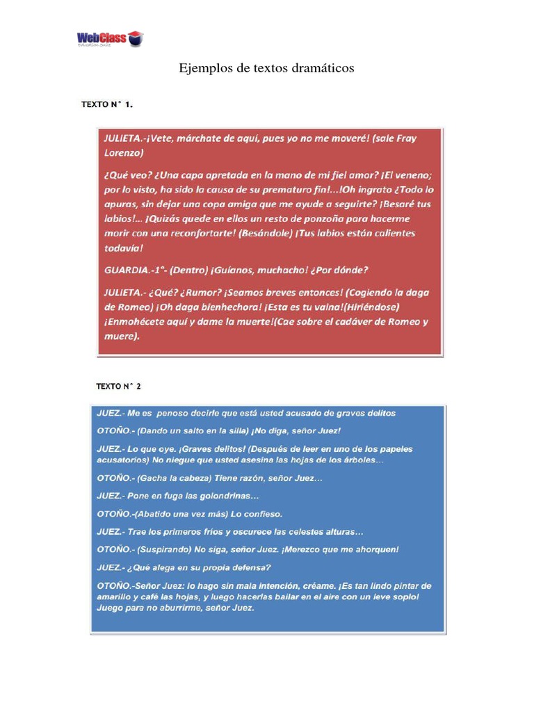 Ejemplos de Textos Dramaticos PDF | PDF | Poesía | Clásicos