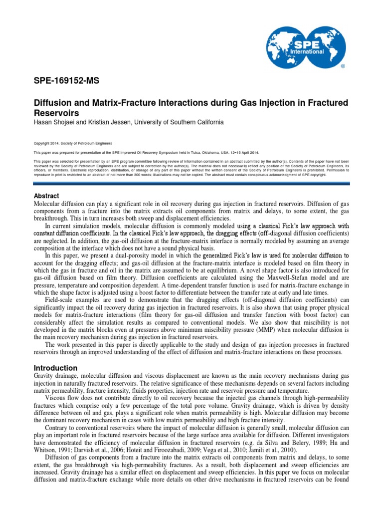 Diffusion and Matrix-Fracture Interactions During Gas Injection in ...