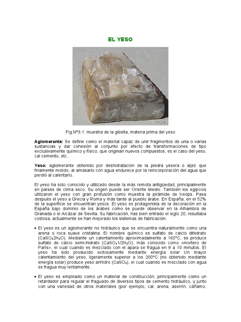 El Yeso | PDF | Yeso | Solubilidad