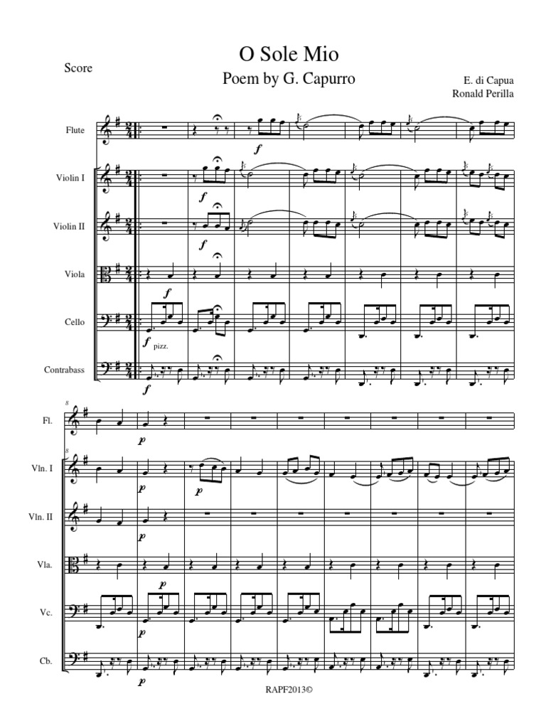 O Sole Mio Score | PDF | Bowed Instruments | Chordophones