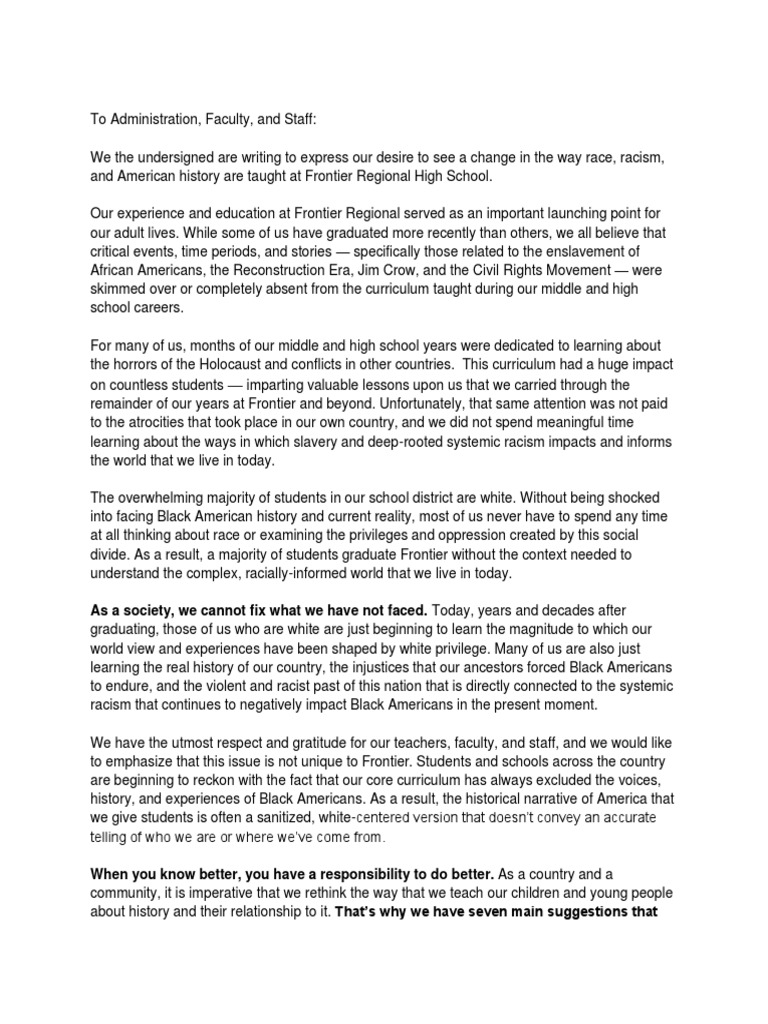 FRS Open Letter On Teaching Race and Racism | Download Free PDF ...