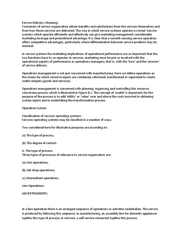 Service Delivery | PDF | System | Operations Management