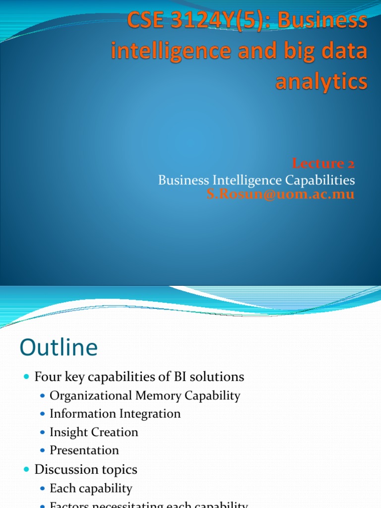 S.Rosun@uom - Ac.mu: Business Intelligence Capabilities | PDF ...