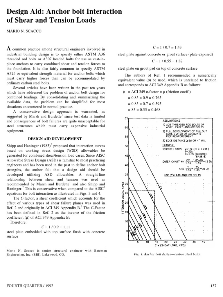 Anchor Bolt Design for Shear and Tension | PDF | Strength Of Materials ...