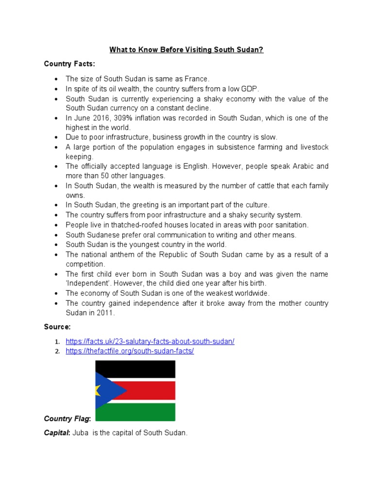 What To Know Before Visiting South Sudan? Country Facts | PDF | South ...