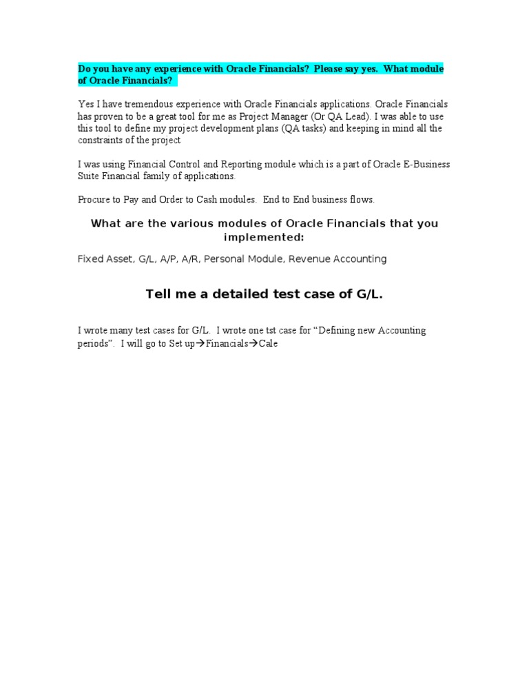 Oracle Financials | PDF