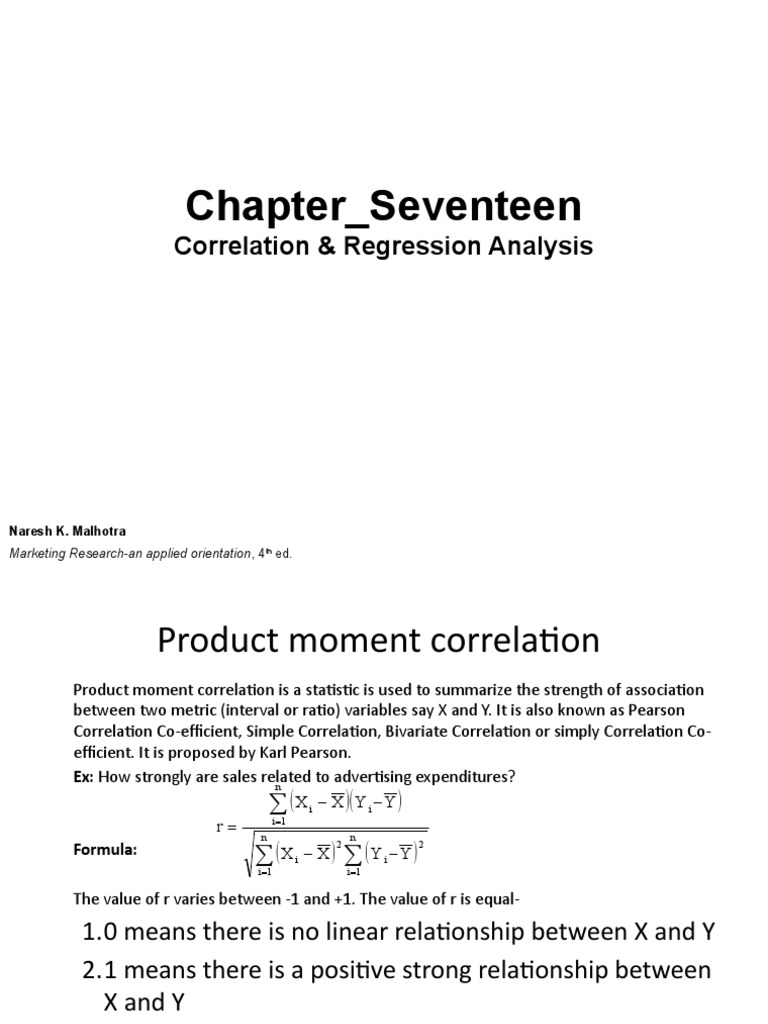 Chapter - Seventeen: Correlation & Regression Analysis | PDF ...
