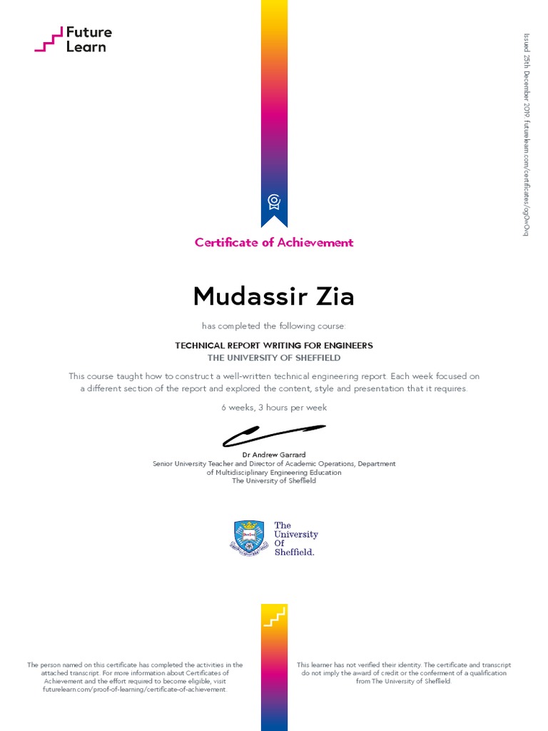 Technical-Report-Writing-For-Engineers Certificate of Achievement Og0w0vq PDF | PDF ...