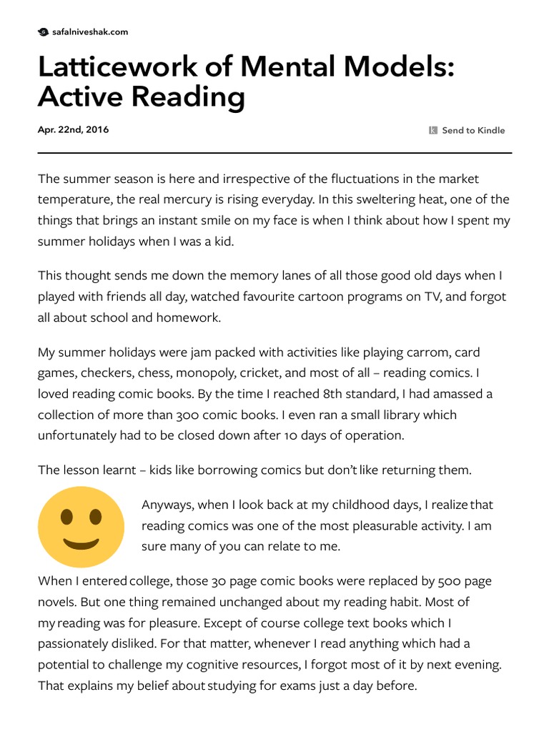 Safal Niveshak - Latticework of Mental Models - Active Reading PDF ...