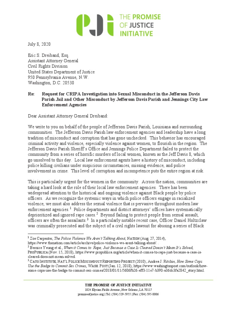 2020.07.08 Jefferson Davis Parish CRIPA Complaint | PDF | Police | Law ...