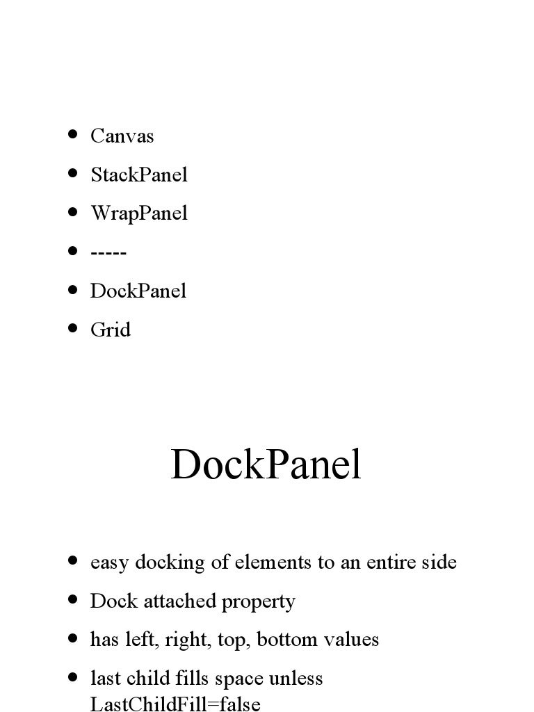 Canvas Stackpanel Wrappanel - Dockpanel Grid | PDF | Computing | Software