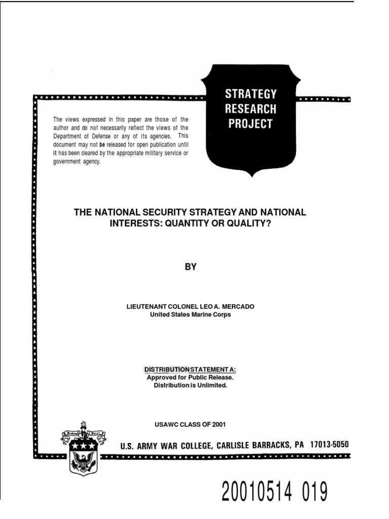 The National Security Strategy and National Interests: Quantity or ...