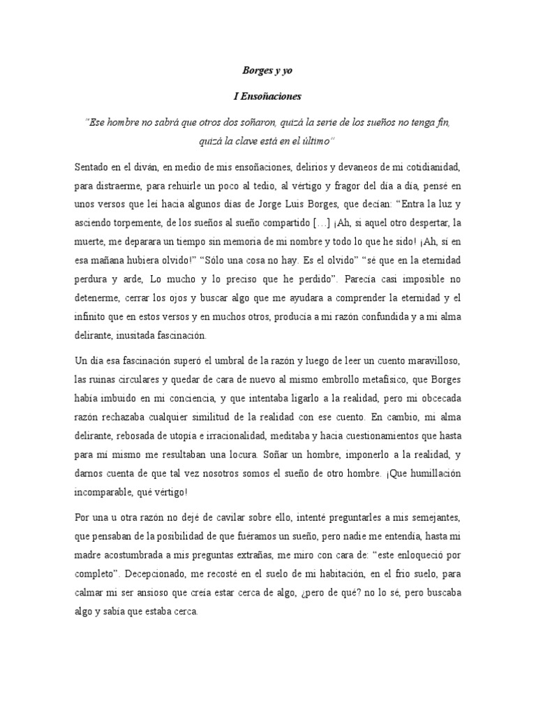 Borges y Yo | PDF | Sueño | Muerte