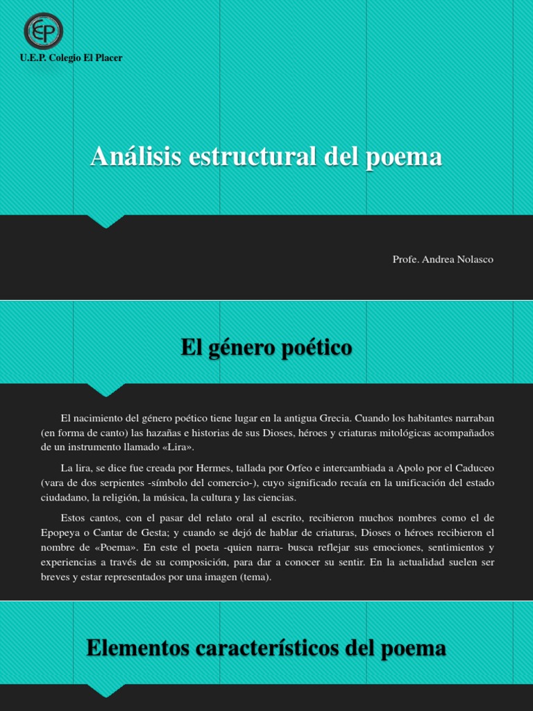 Análisis Estructural Del Poema 4° PDF | PDF | Metro (poesía) | Poesía