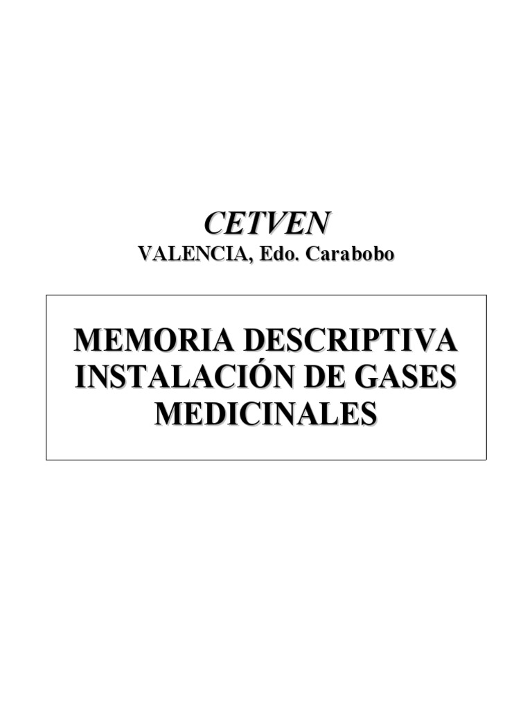 Memoria Descriptiva Proyecto Gases Medicinales Cetven | PDF | Óxido ...