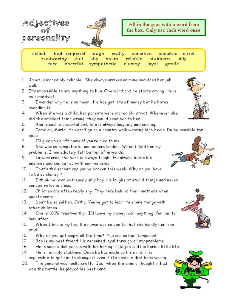 Adjectives of Personality Fun Activities Games - 1301 | PDF