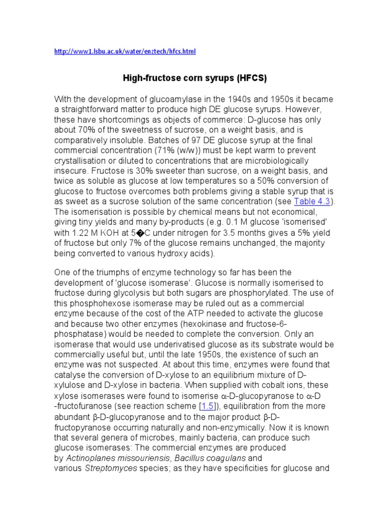 High-Fructose Corn Syrups (HFCS) : Table 4.3 | PDF | Sucrose | Fructose