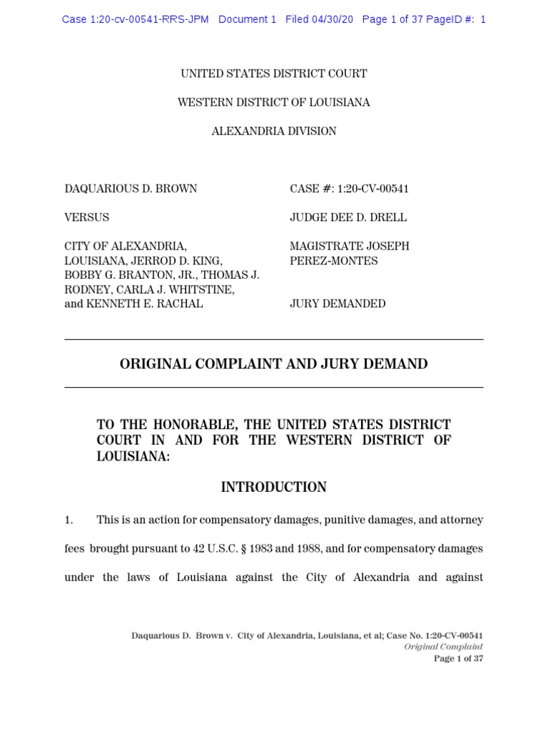 Daquarious Brown Vs City of Alexandria Et Al | PDF | Qualified Immunity ... Daquarious Brown Vs City of Alexandria Et Al | PDF | Qualified Immunity ...