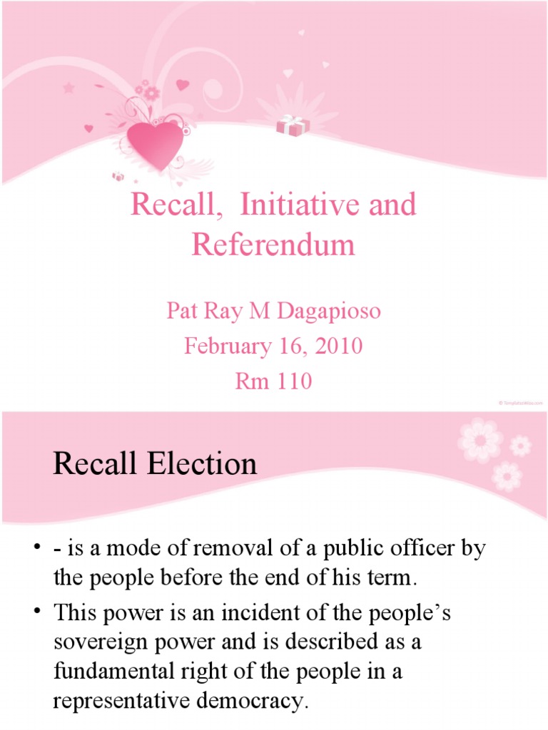 Recall, Initiative and Referendum | PDF | Initiative | Government