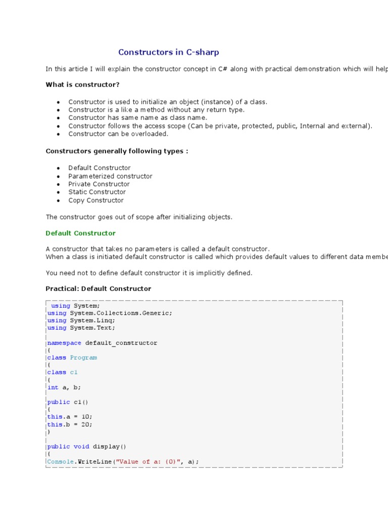 Constructors In C Pdf Programming Constructor Object Oriented 0363