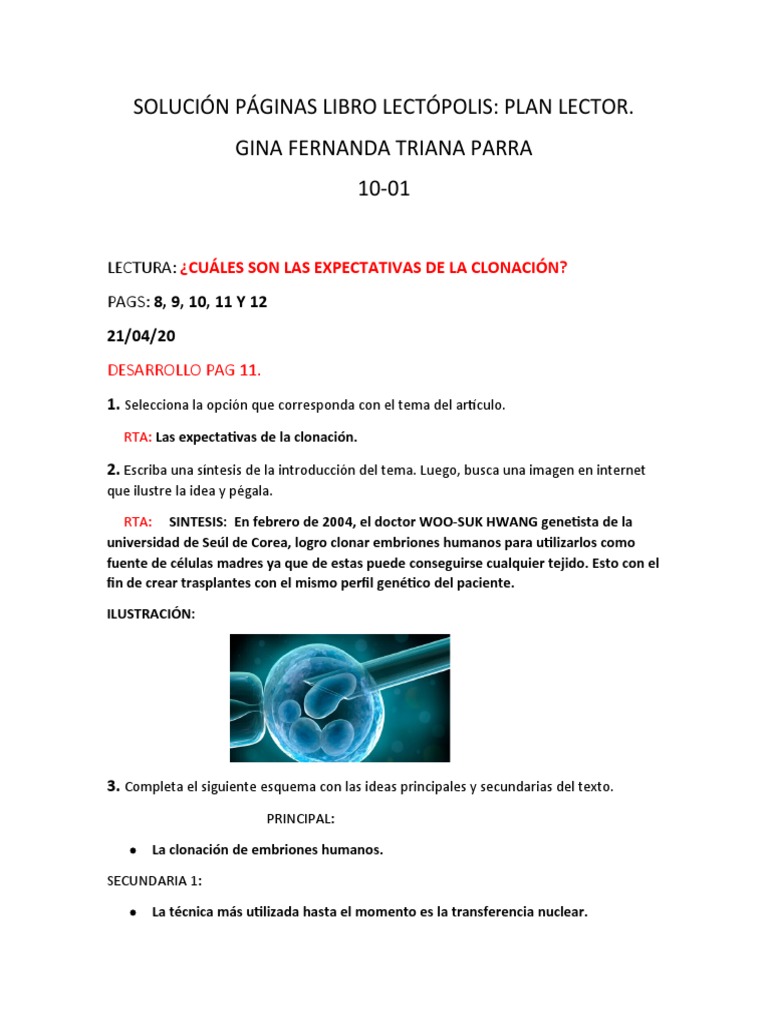 Solución Páginas Libro Lectópolis Gina Triana 101 | PDF | Clonación | Imperio Inca