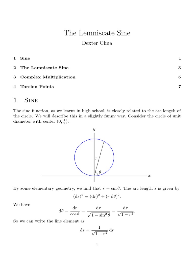 Lemniscate Sine | PDF | Sine | Integral
