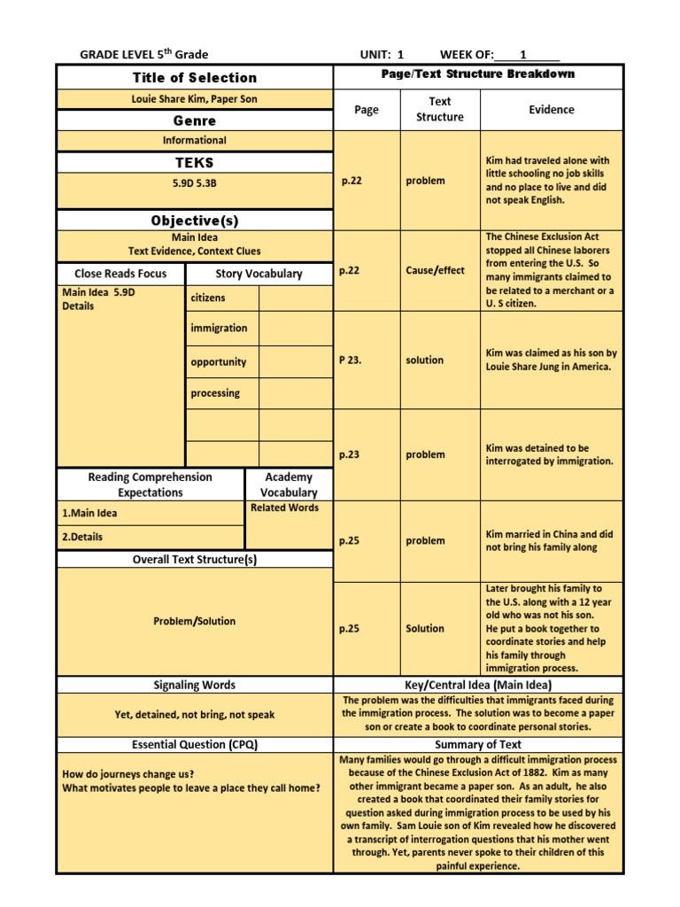 Unit 1-The Path To Paper Son and Louie Share Kim Paper Son 2 - Ts ...