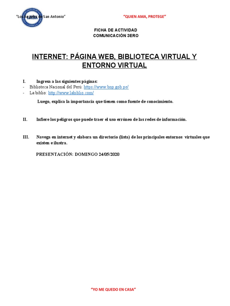 Ficha de Actividad - Internet (Tercero) | PDF