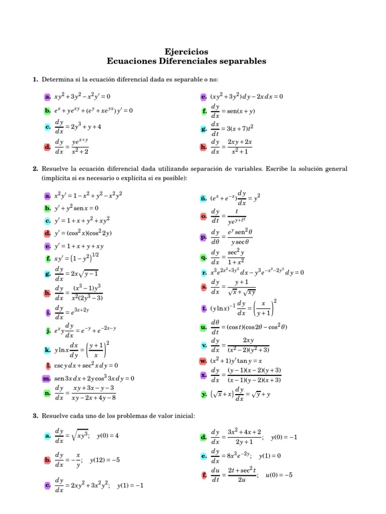 Ejercicios - ED Separables | PDF | Concentración | Agua