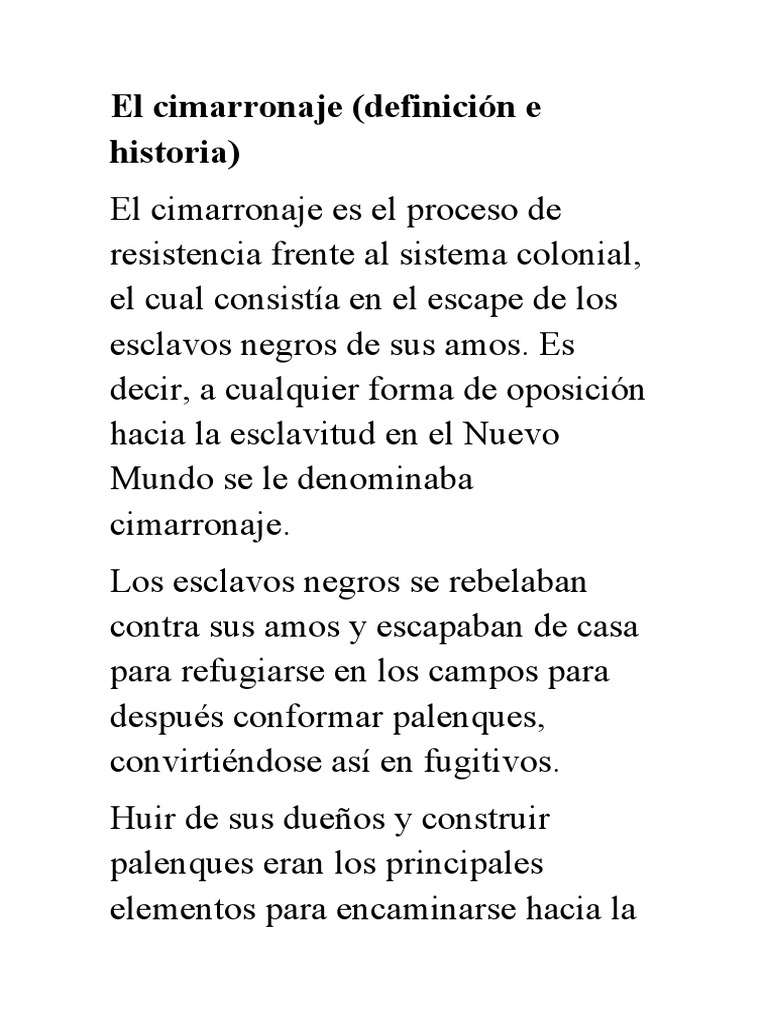 El Cimarronaje | PDF