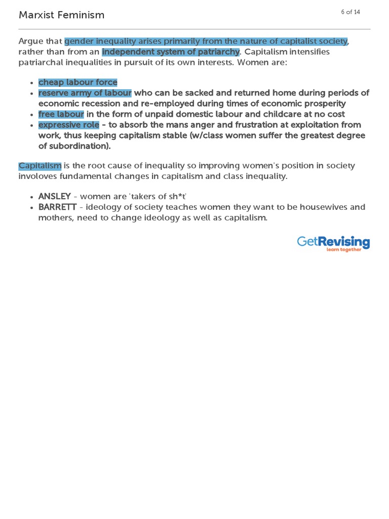 Marxist Feminism | PDF | Social Science