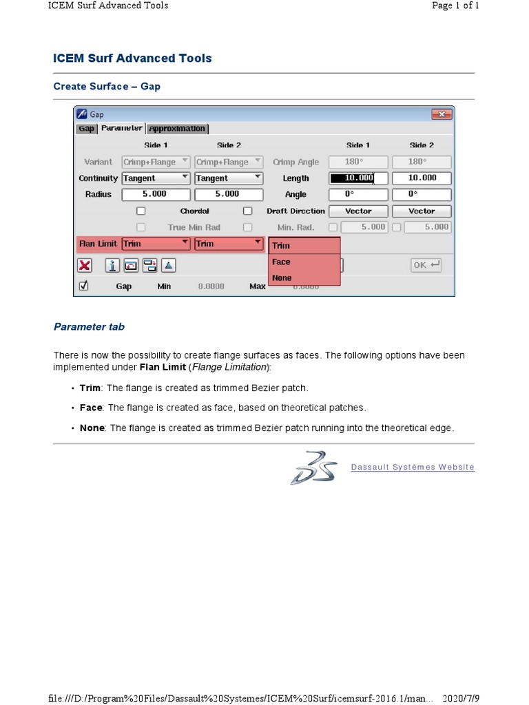 ICEM Surf Advanced Tools: Create Surface - Gap | PDF