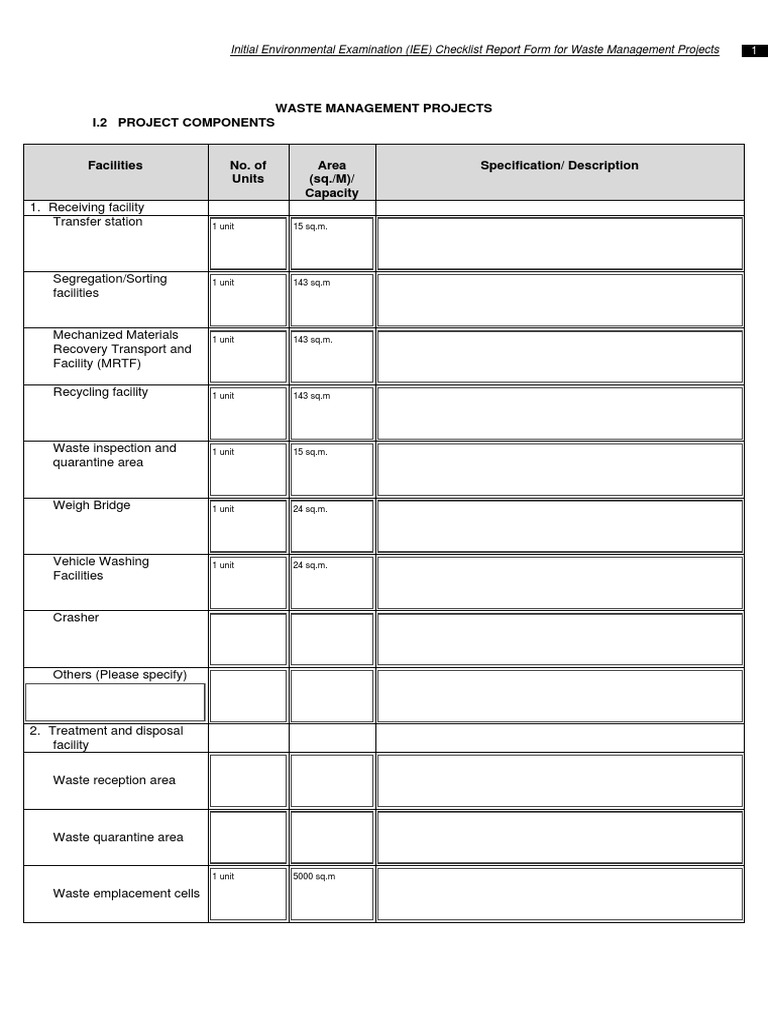 IEE Checklist (Updated) | PDF | Waste Management | Kilowatt Hour