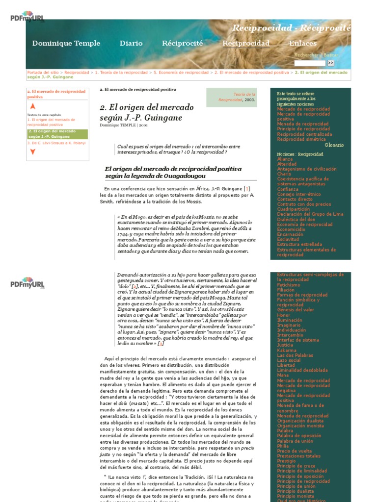 Dominique Temple El Origen Del Mercado Según JP Guingane PDF | PDF ...