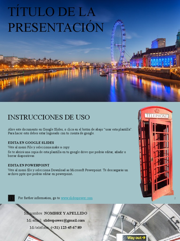 Plantilla de Presentación Londres.pptx | PDF | Microsoft PowerPoint | Aplicación movil