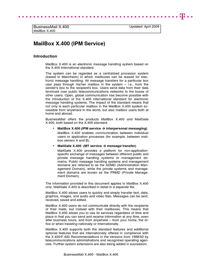 Mailbox X.400 (Ipm Service) | PDF | Packet Switching | Modem