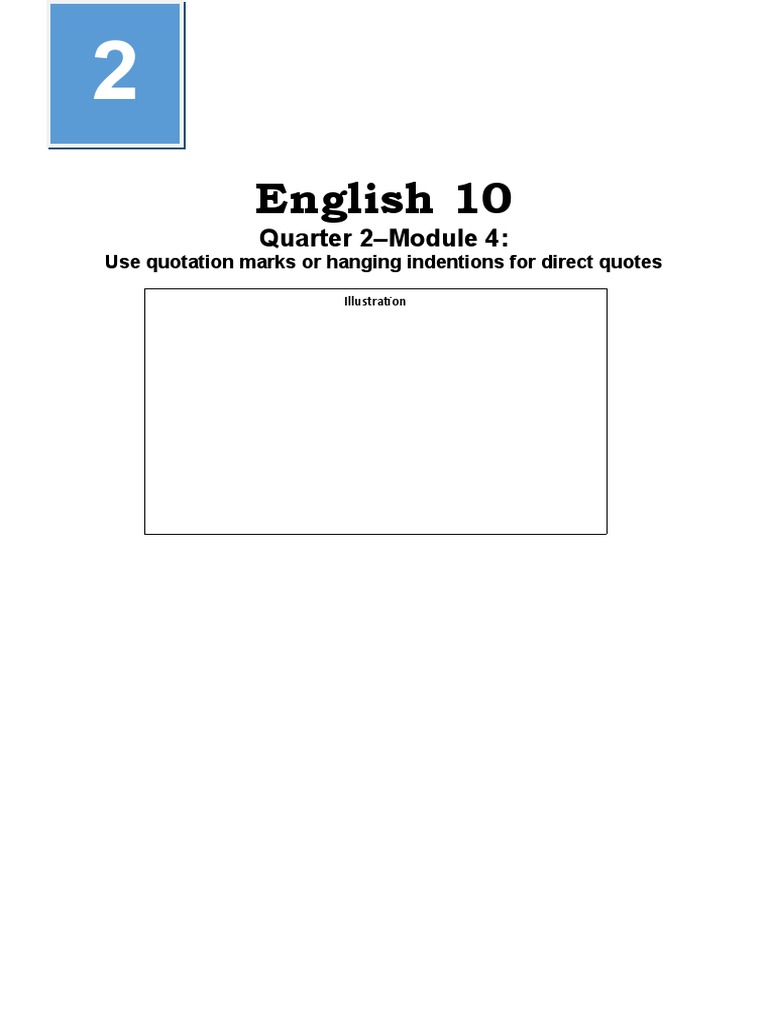 Quotation Marks in English 10 Module 4 | PDF | Quotation Mark | Facilitator