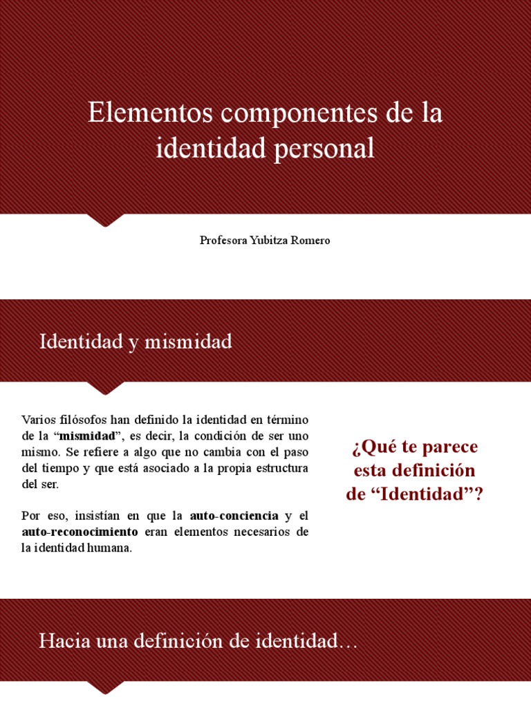 Elementos Componentes de La Identidad Personal | PDF | Concepto ...