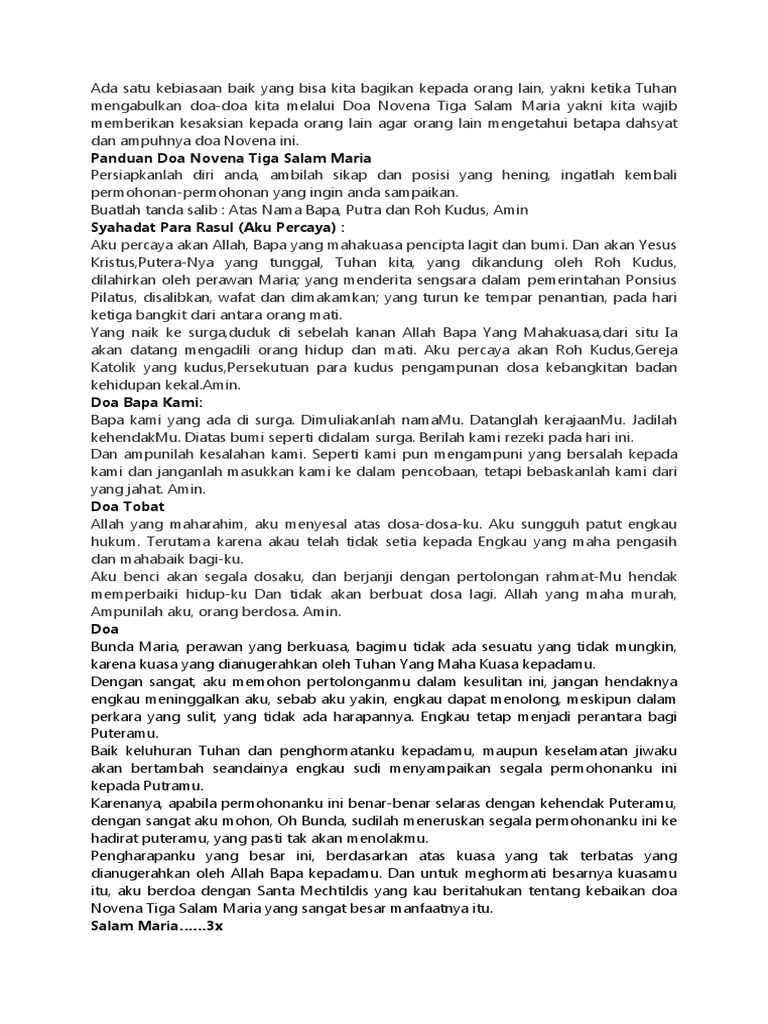 Doa Novena 3 Salam Maria | PDF