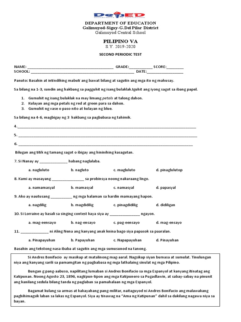 PT - Filipino 5 - Q2 - 1920 | PDF