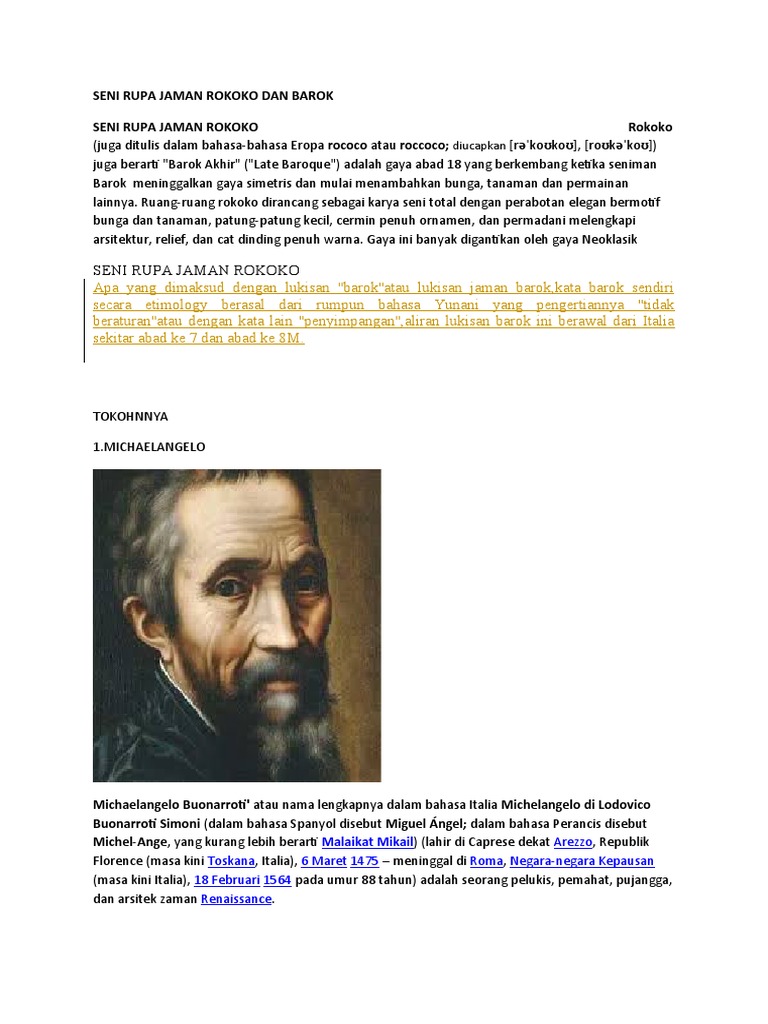 Seni Rupa Jaman Rokoko Dan Barok | PDF