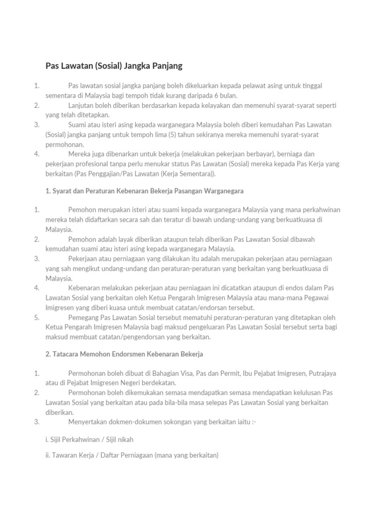 Pas Lawatan Bekerja Penduduk Tetap | PDF