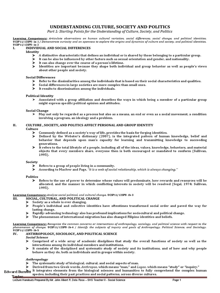 Understanding the Foundations of Culture, Society, and Politics ...