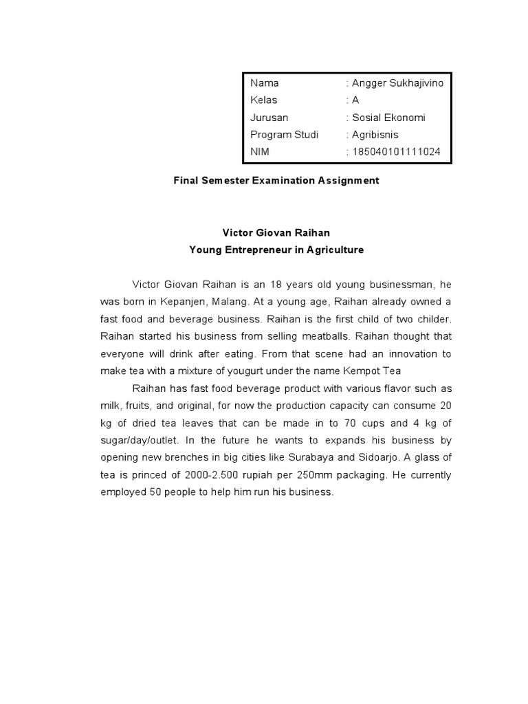 Biodata Victor Giovan | PDF