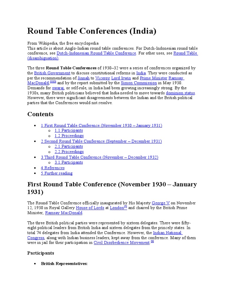 Round Table Conferences (India) : Participants | PDF | British India ...
