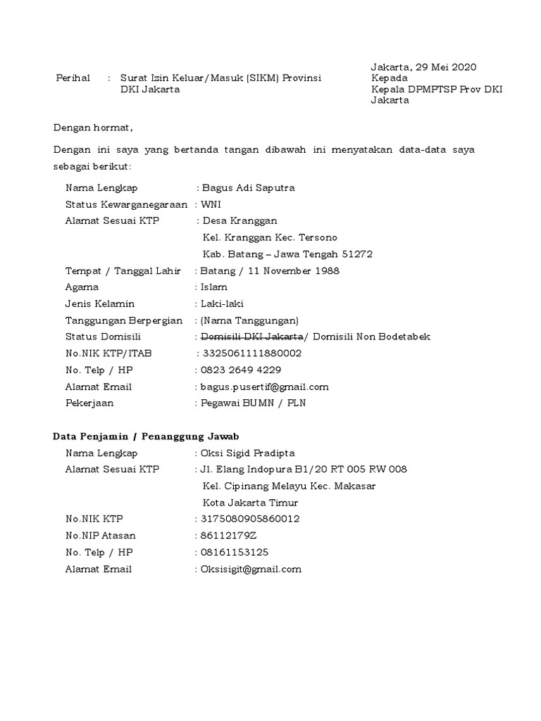 Formulir - Sikm Bagus Adi Saputra | PDF