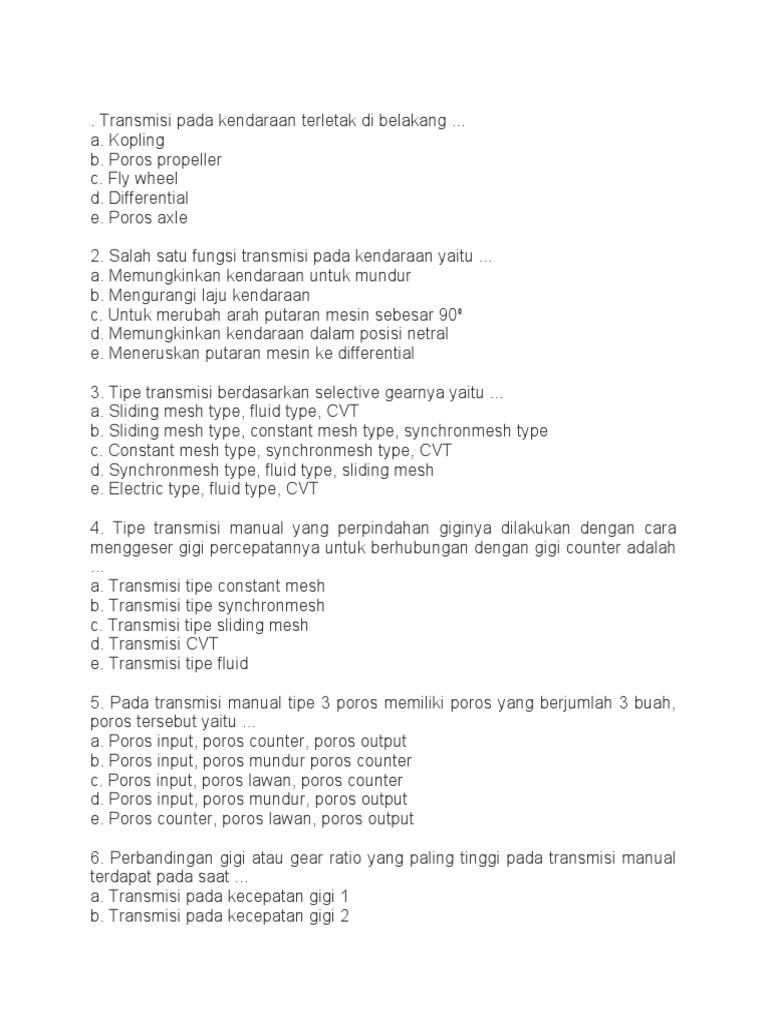 Soal Sasis TKR | PDF