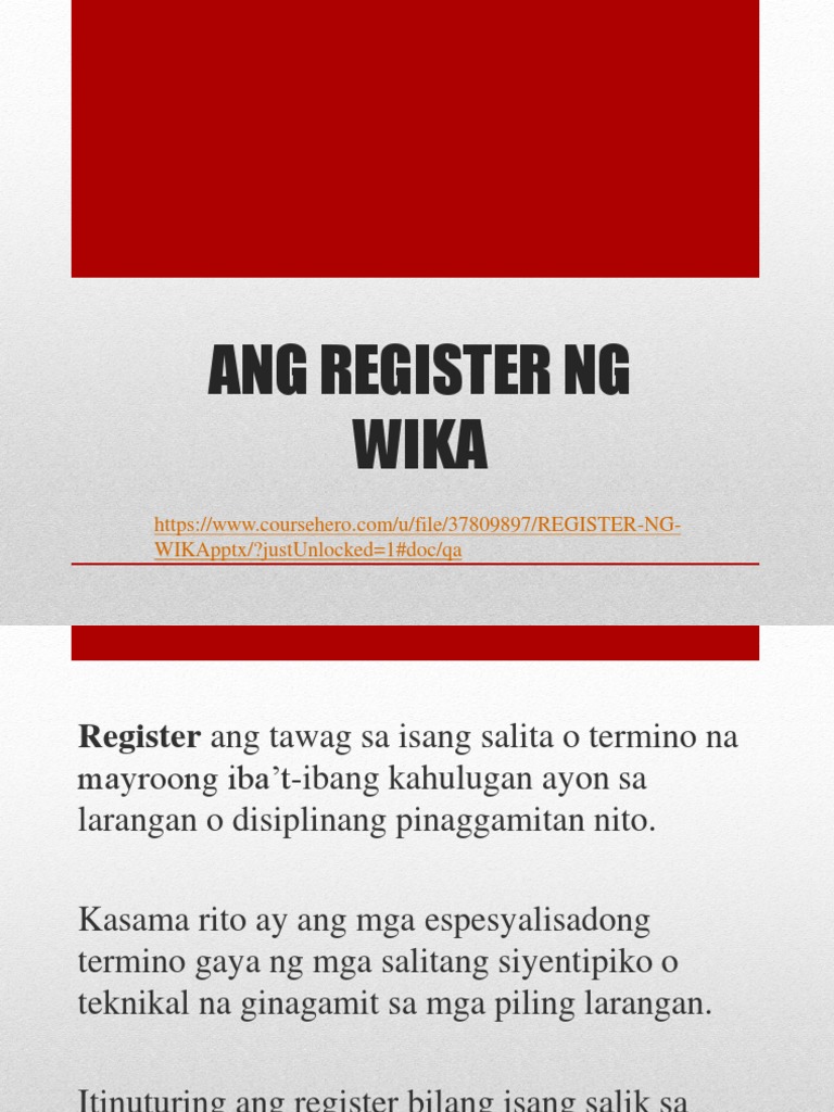 Register NG Wika | PDF