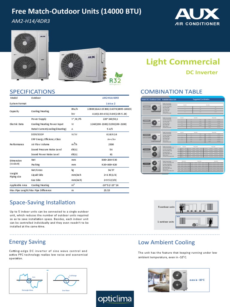 Multisplit Outdoor Datasheet Aux Air Condition | PDF | Power Inverter ...