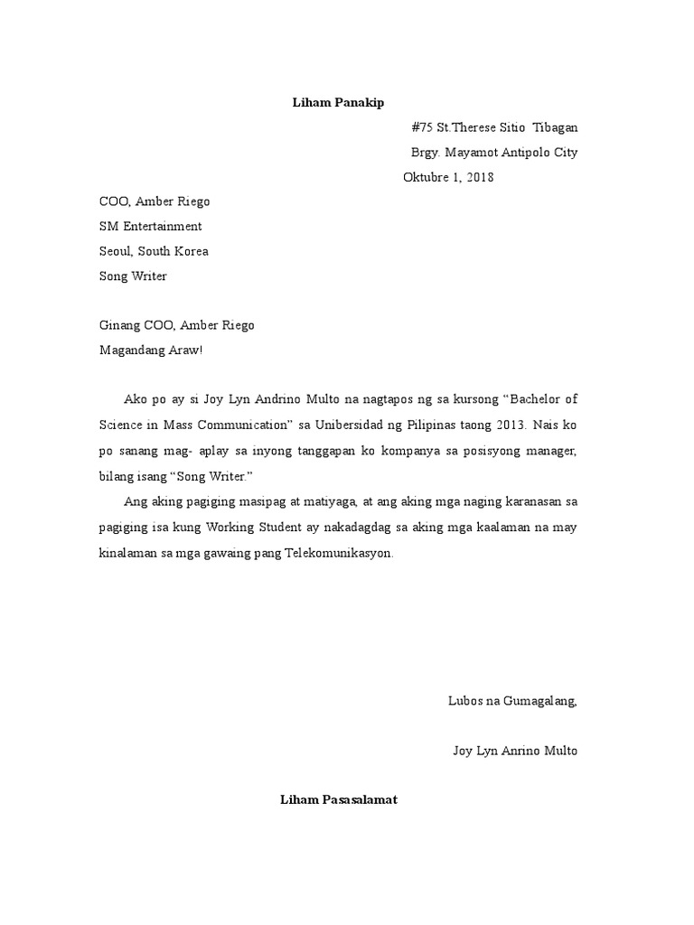 Liham Panakip | PDF